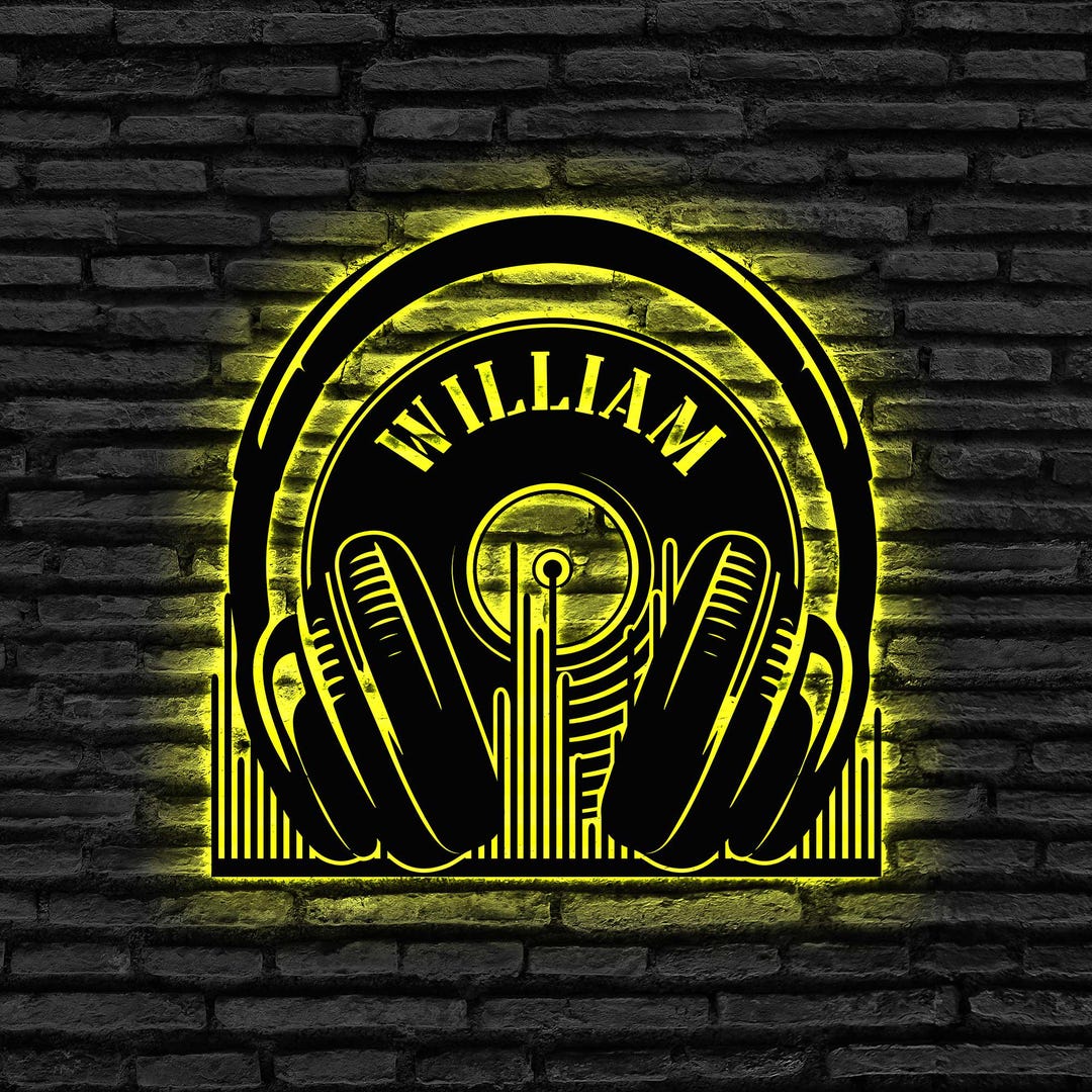 Custom DJ LED Light Sign, Music Studio Wall Decor, Headphone LED Sign ...