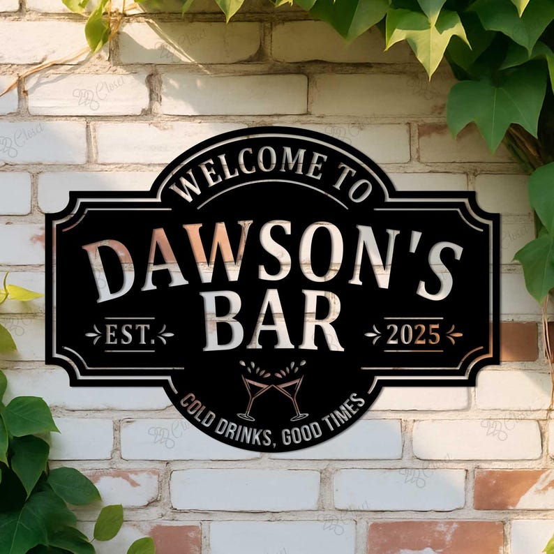 Personalized Bar LED Metal Art Sign, Multi Colors Custom Bar Sign ...