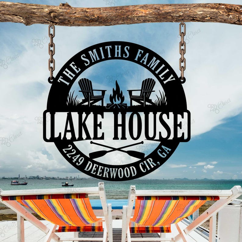 Custom Lake House Sign,lake House Metal Sign,lake Cabin Sign, Family ...