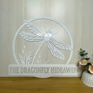 Personalized Dragonfly Garden Metal Sign, Custom Dragonfly Decor ...