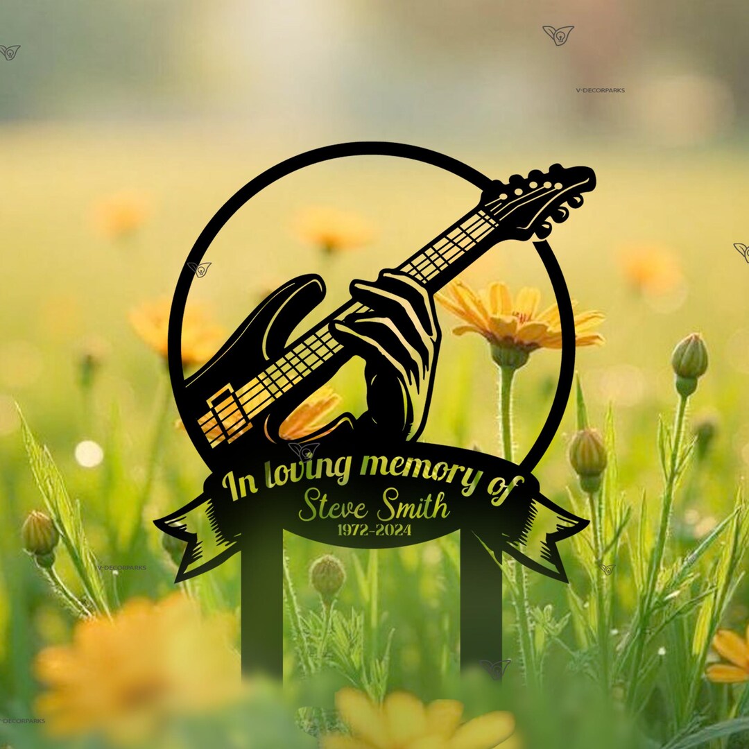 Personalized Memorial Guitar Instrument Metal Sign, Guitarist Loss Sign ...