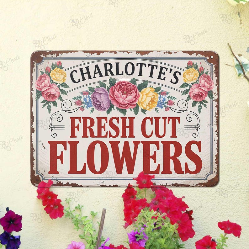 Personalized Vintage Flower Market Sign , Flower Farm Sign,garden ...
