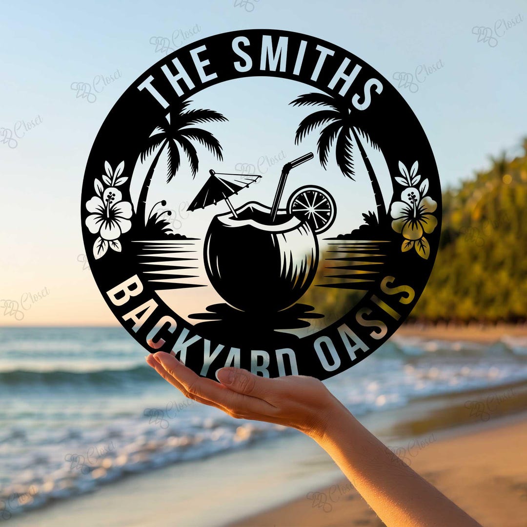 Custom Backyard Oasis Sign,tropical Metal Sign,tiki Bar Sign,tropical ...