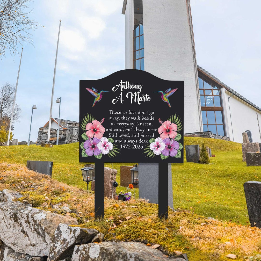 Personalized Memorial Garden Sign, Floral Remembrance Plaque, ,sympathy ...
