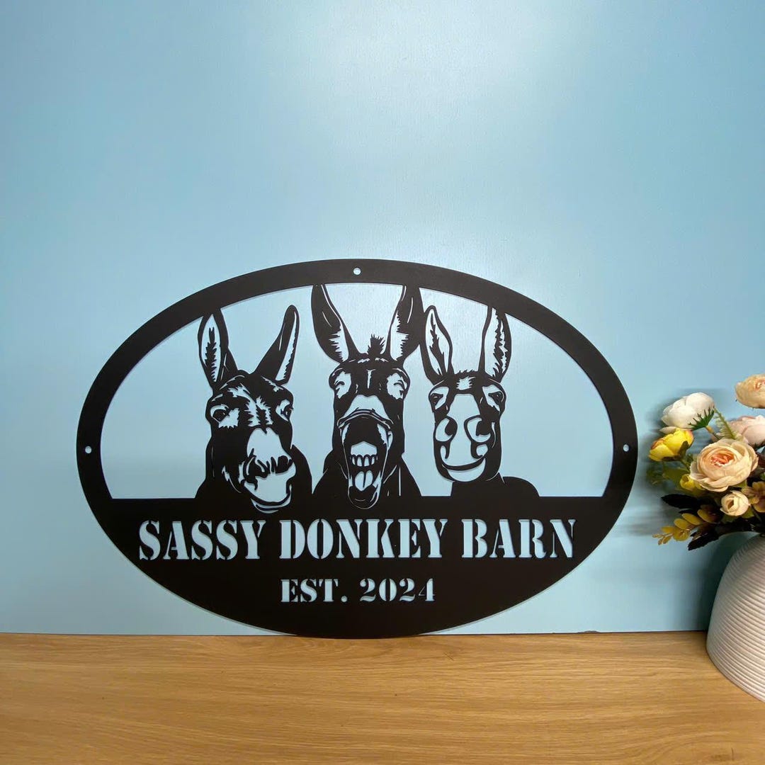 Custom Funny Donkey Metal Farm Sign, Personalized Donkey Farmhouse ...