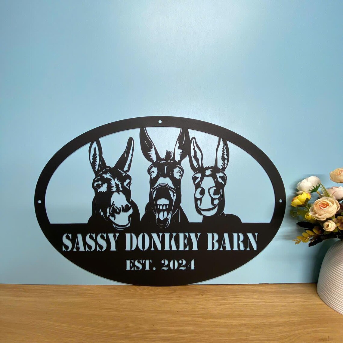Custom Funny Donkey Metal Farm Sign, Personalized Donkey Farmhouse ...