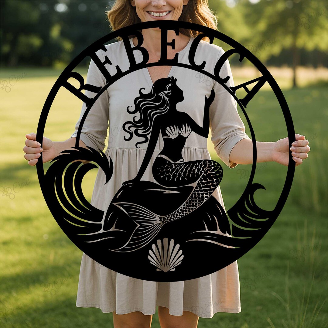 Personalized Mermaid Metal Sign: Personalized Ocean Wall Art for Home ...