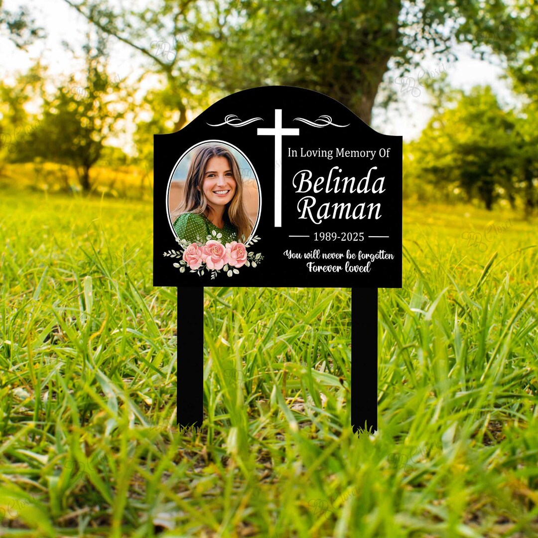 Personalized Memorial Photo Sign, Memorial Photo Grave Marker, in ...