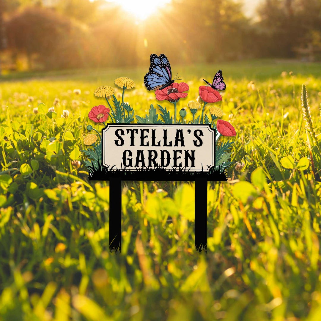 Custom Garden Metal Sign With Stakes, Custom Garden Name Sign ,garden ...