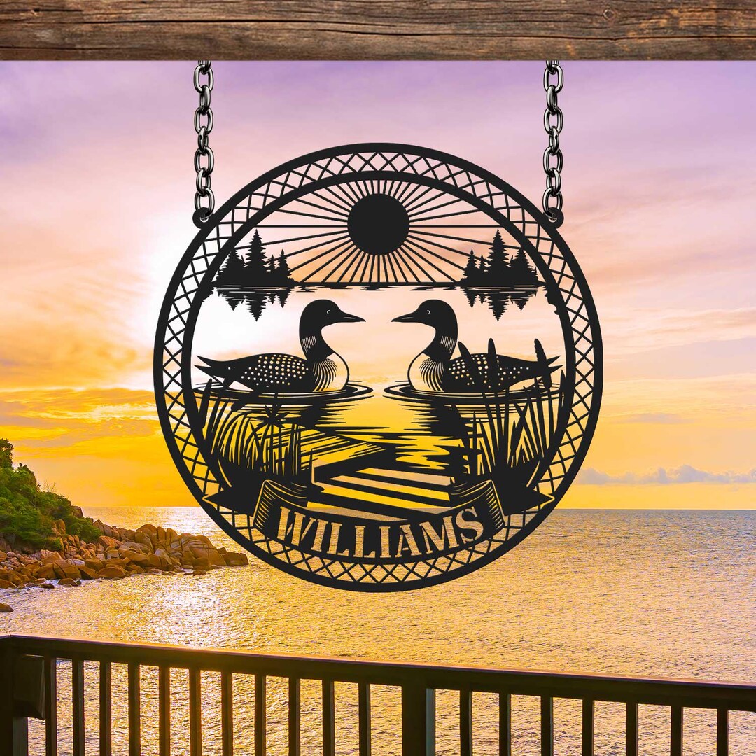Personalized Loon Metal Sign, Lake House Metal Sign, Outdoor Decor ...