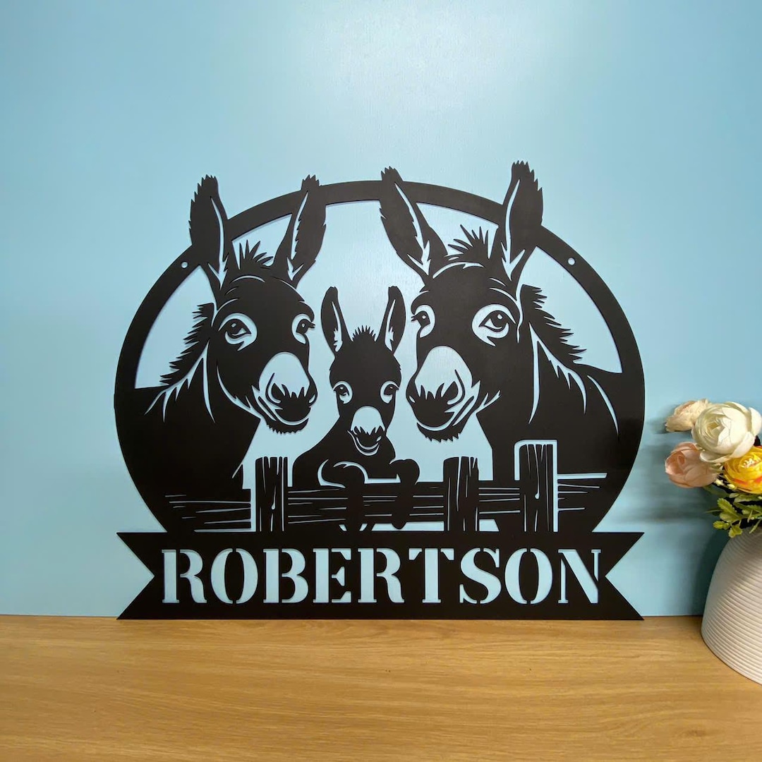 Custom Donkey Farm Metal Sign, Personalized Donkey Metal Wall Decor ...