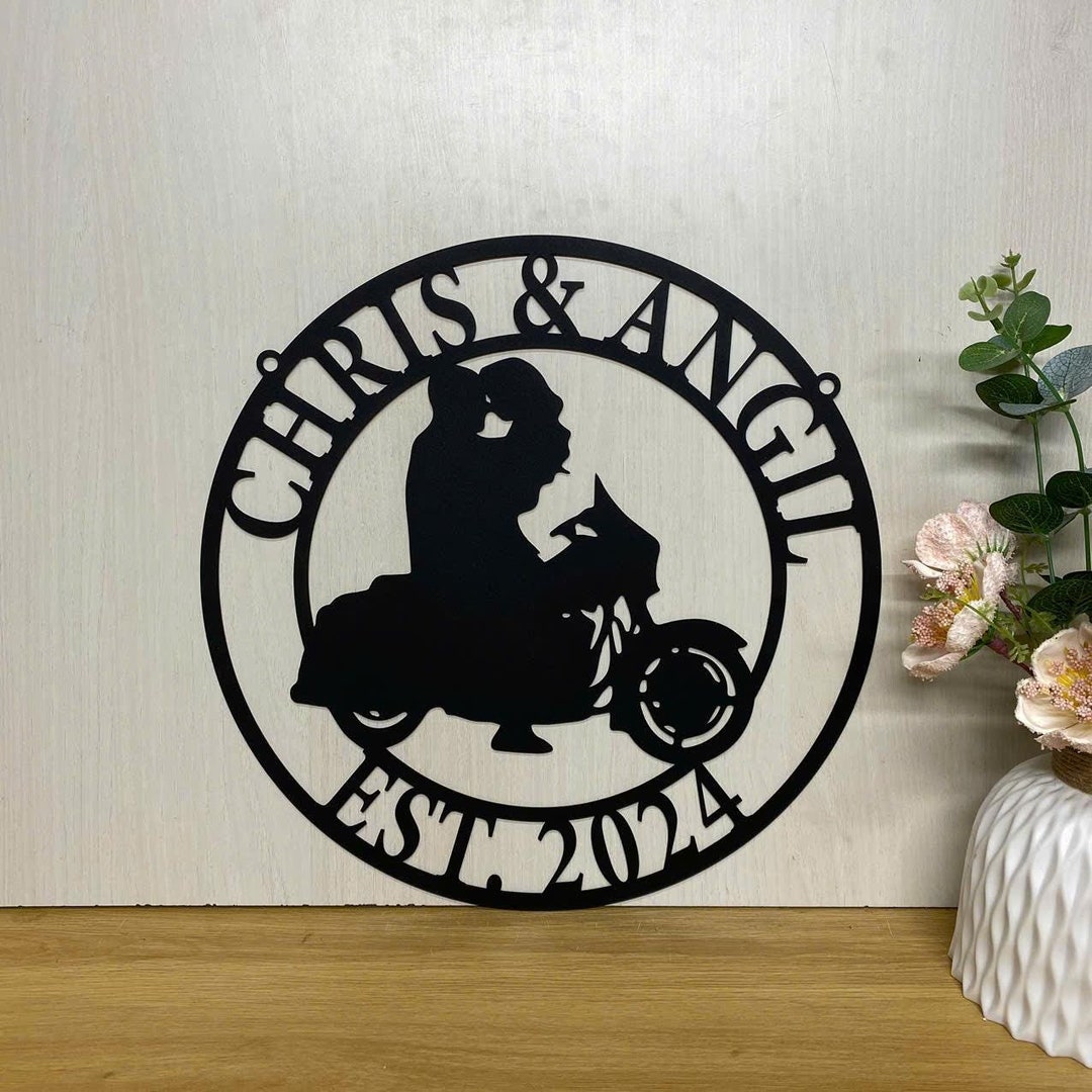 Metalcustom Couple Motorcycle Metal Sign, Personalized Couple Biker ...