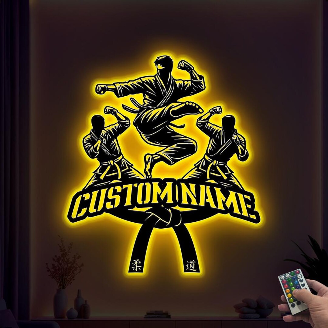 Boy Karate Metal Wall Art With Led Light Custom,kid Karate Sign, Kids ...