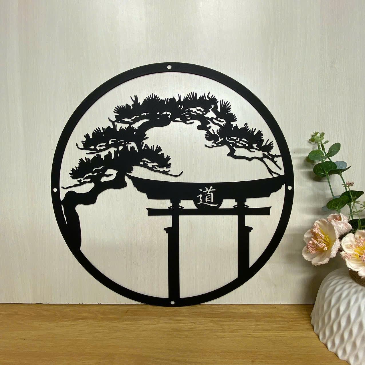 Japanese Bonsai Tree Sign, Torii Gate Metal Wall Sign, Japanese ...
