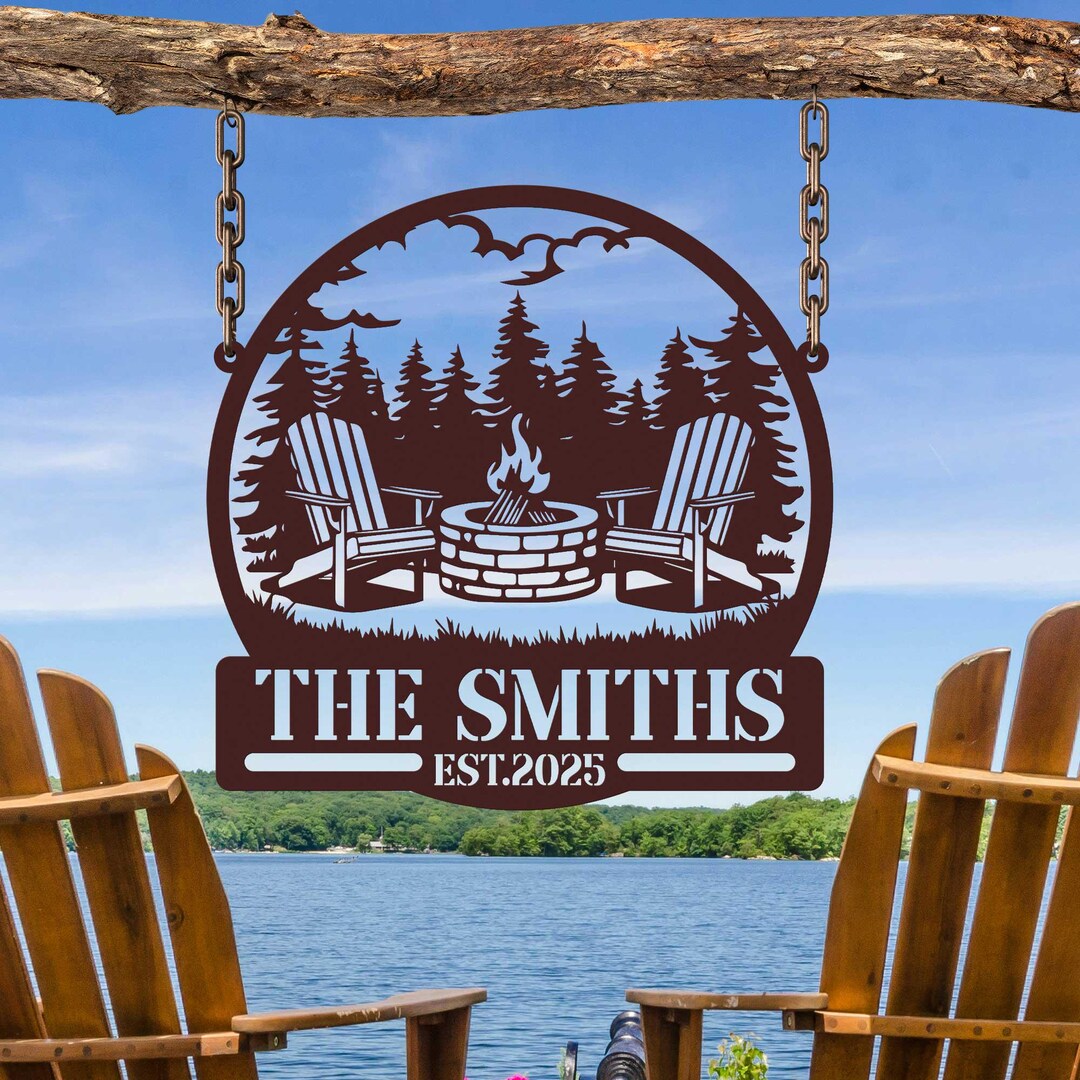 Custom Metal Campfire Sign, Personalized Cabin Sign, Camp Decor ...