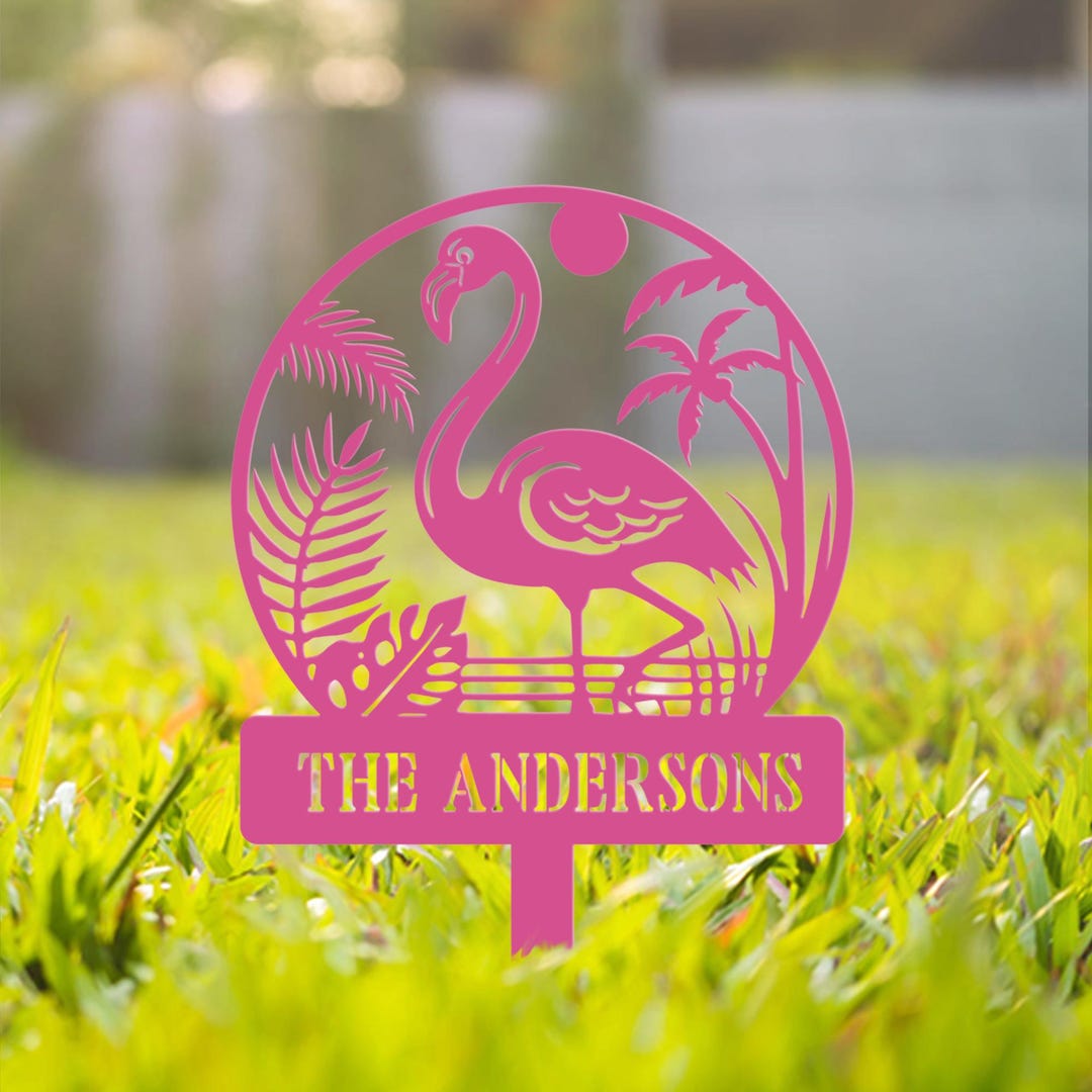 Custom Flamingo Name Sign, Flamingo Stake, Flamingo House Number Sign ...