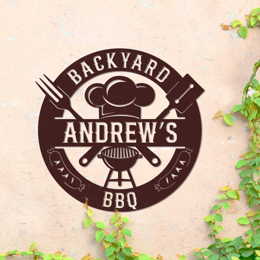 Personalized Backyard BBQ Sign, Custom Barbecue Sign, Barbecue Wall Art ...