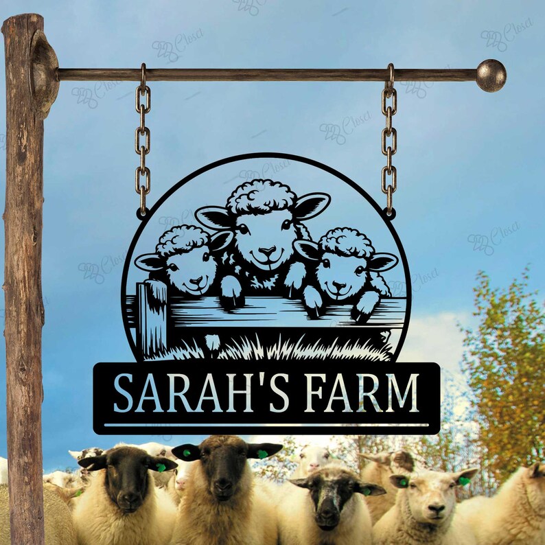 Custom Sheep Farm Sign Metal Sign , Sheep Ranch Name Metal Sign ...