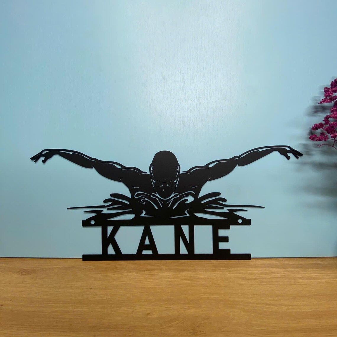 Custom Swimming Metal Sign With Led Lights, Swimming Metal Wall Art ...
