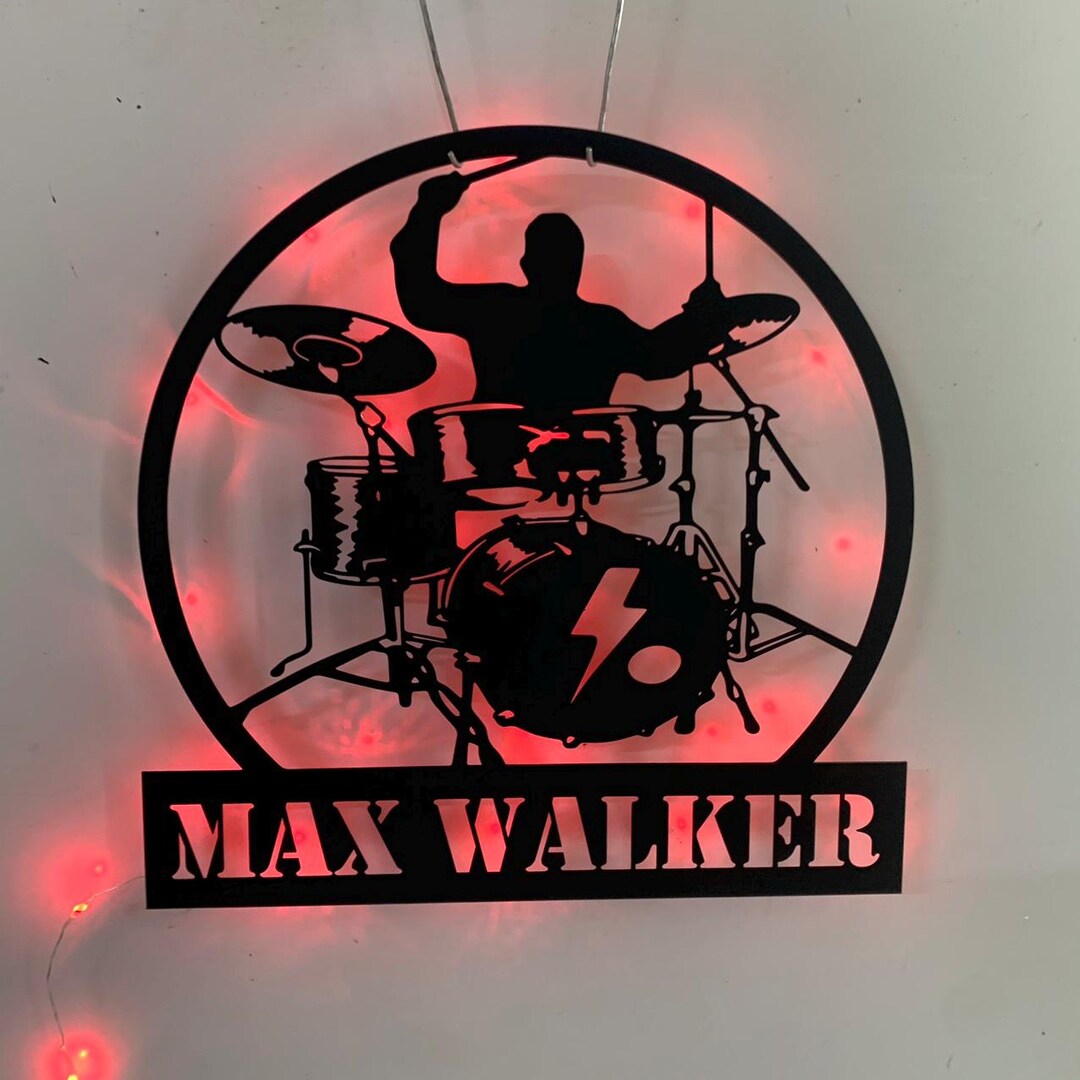 Custom Drummer Metal Name Sign, Personalized Drum Set Metal Wall Art ...