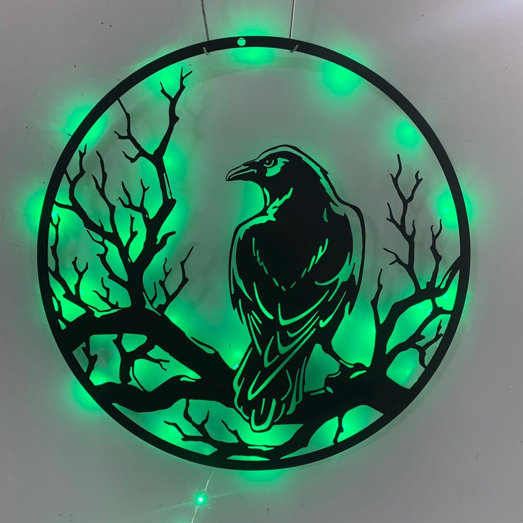 Custom Crow Birds Metal Name Sign, Personalized Black Raven Metal Sign ...