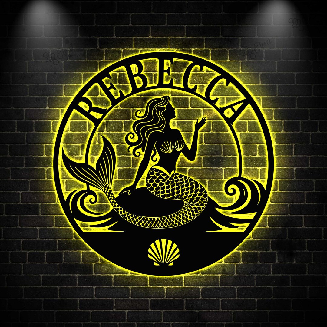 Personalized Mermaid Metal Sign With LED Light: Home Bar Cafe Club Wall ...
