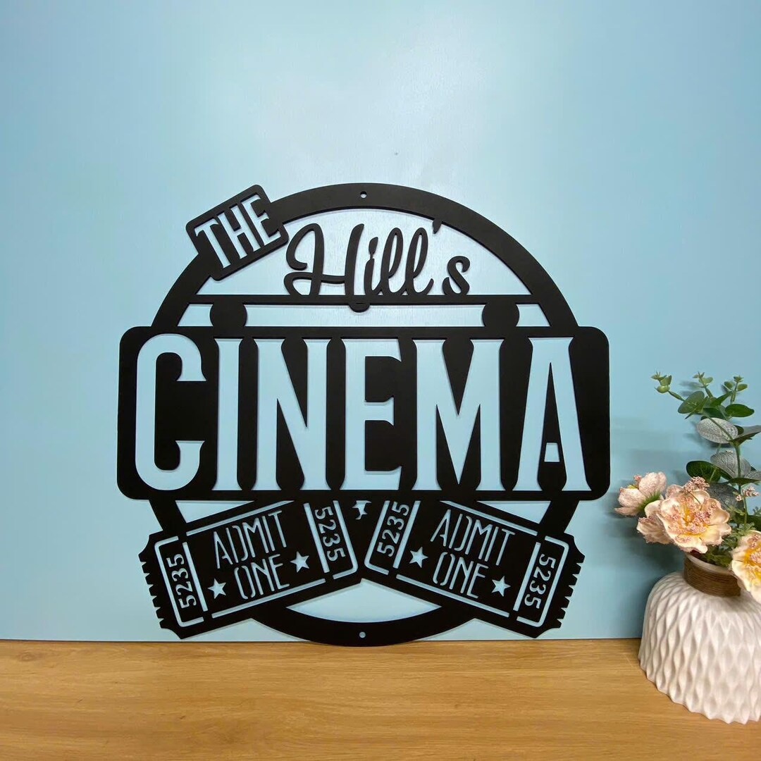 Custom Home Theater Metal Sign, Personalized Movie Theatre Metal Sign ...