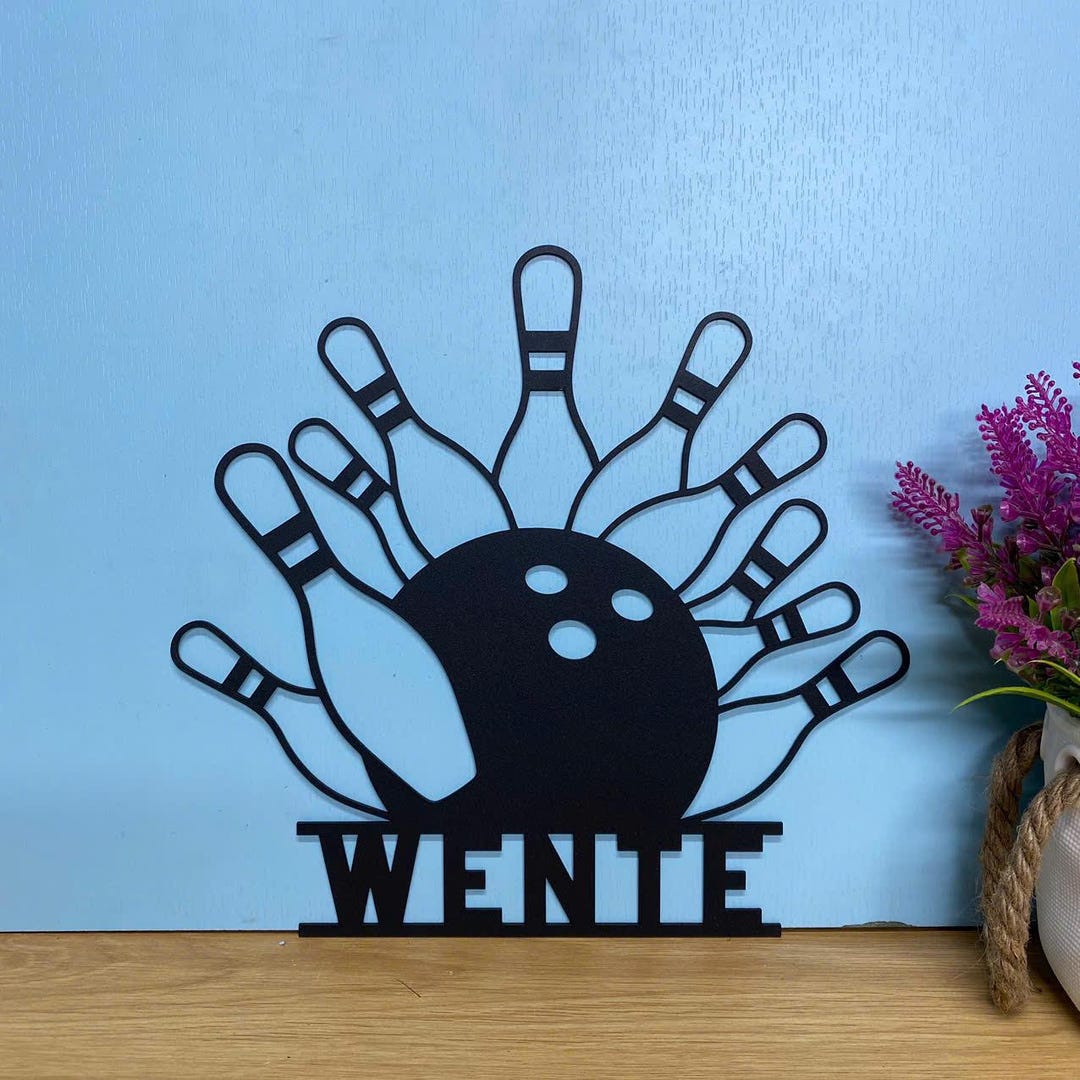 Custom Bowling Metal Wall Art With LED Light, Personalized Bowling ...
