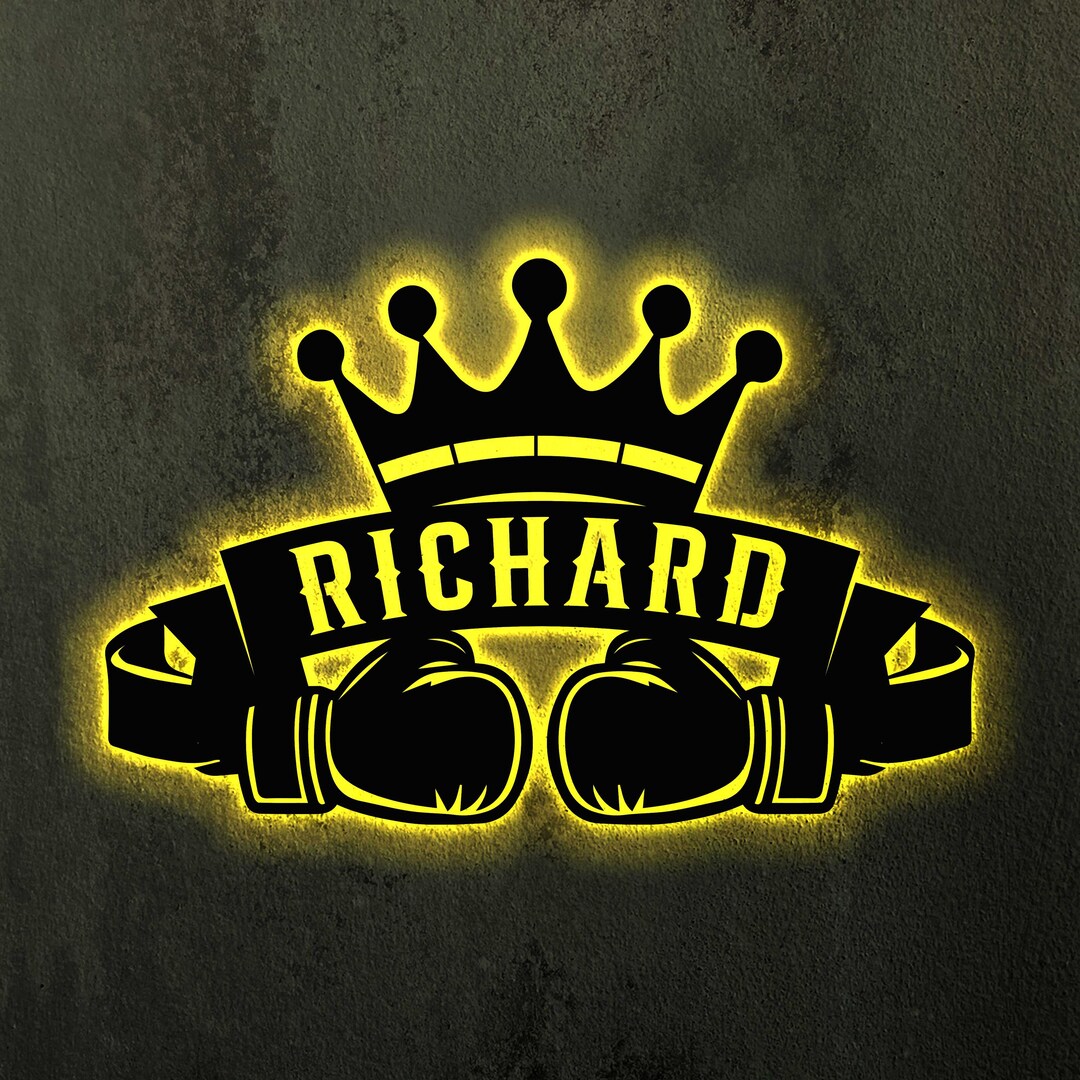 Custom Boxing Gloves Metal Wall Art With LED Light, Personalized King ...
