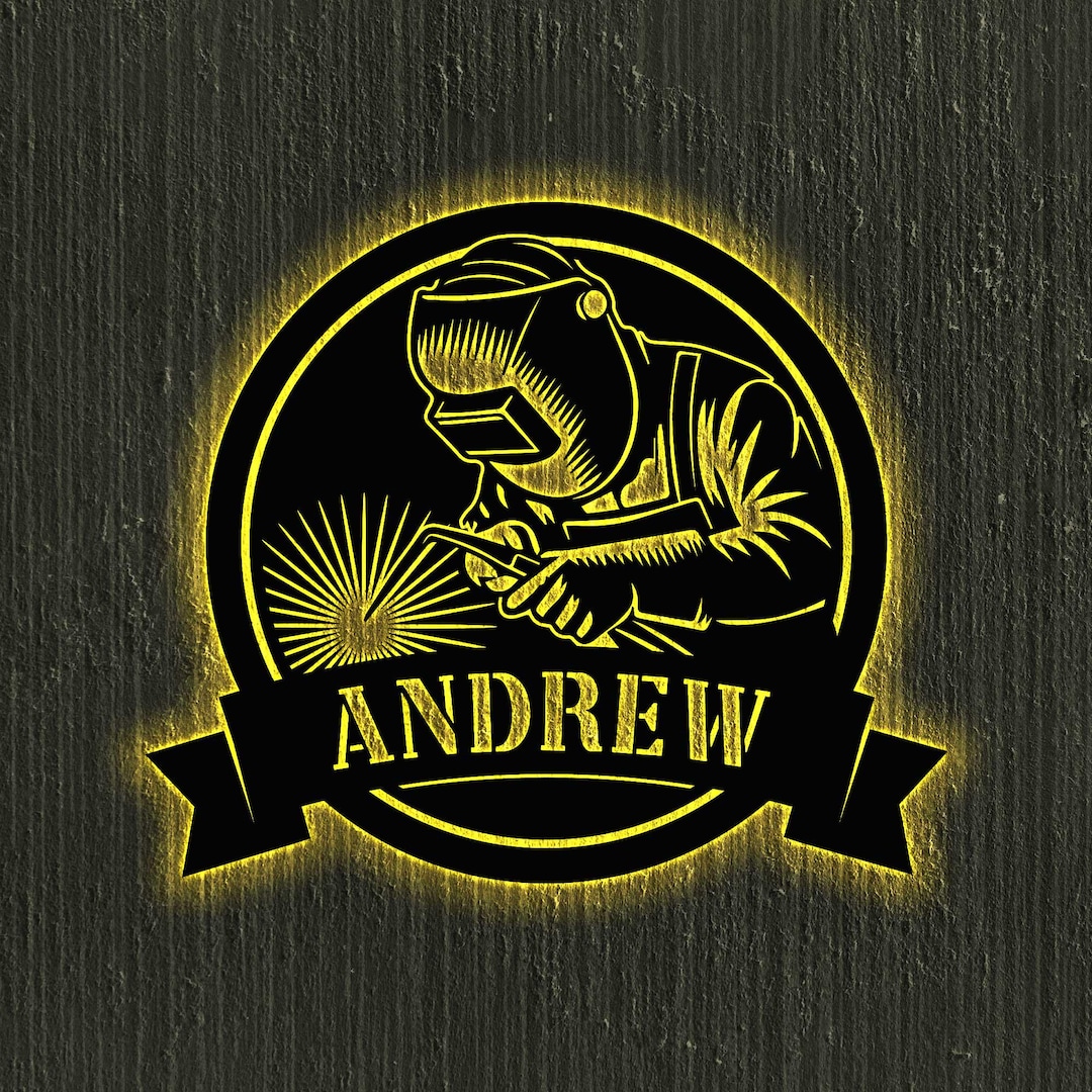 Custom Welding Metal Wall Art With LED Light, Personalized Welder Name ...