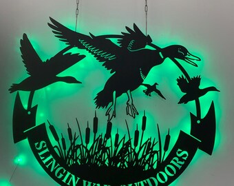 Personalized Flying Duck Metal Wall Art, Custom Mallard Duck Hunting ...
