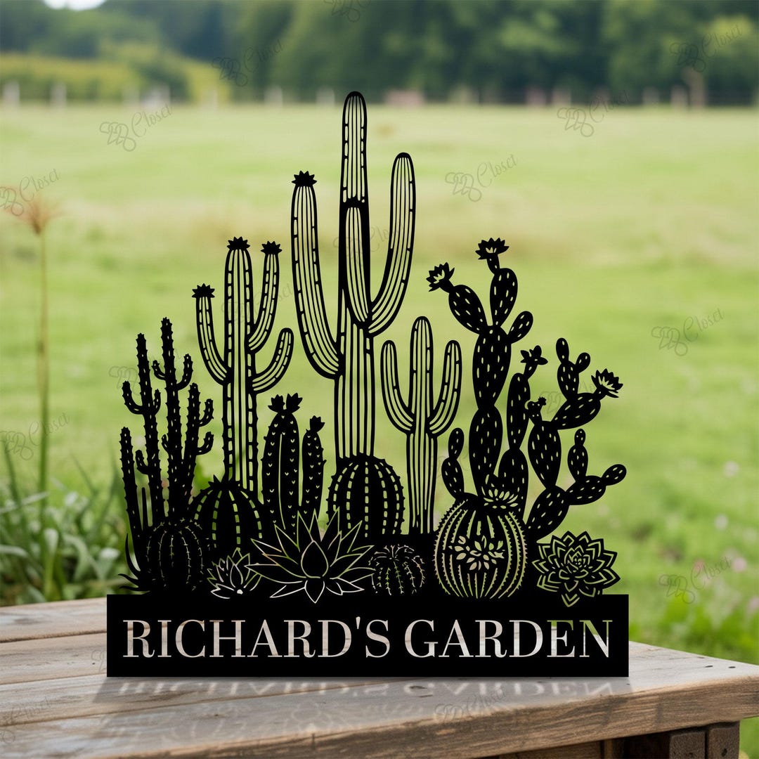 Custom Cactus Garden Sign: Personalized Desert Landscape Sign - Etsy