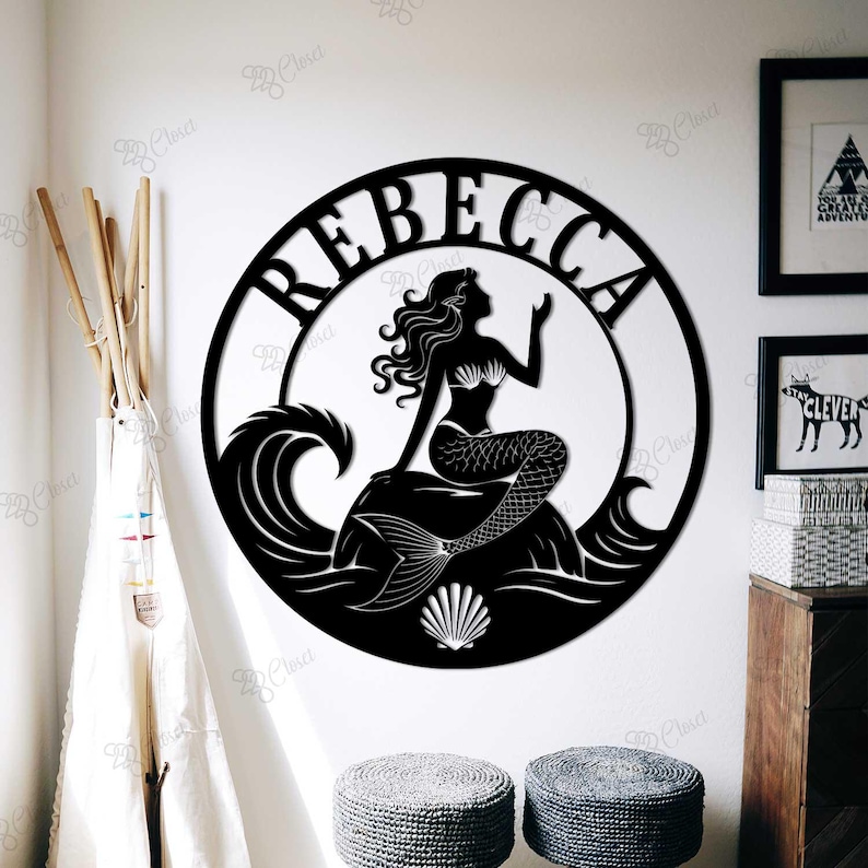 Personalized Mermaid Metal Sign: Personalized Ocean Wall Art for Home ...