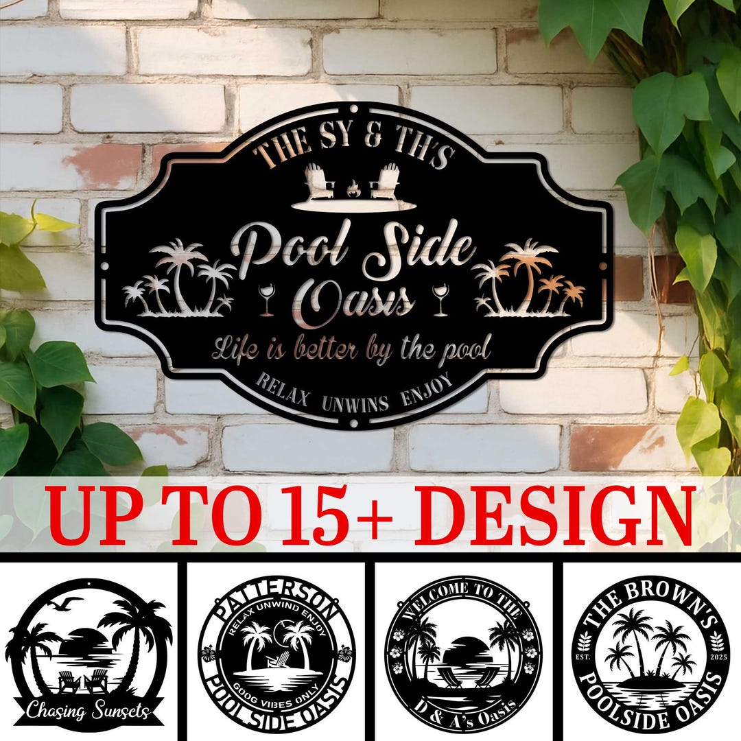 Custom Pool Side Oasis Sign,backyard Pool Oasis Sign,poolside Oasis ...