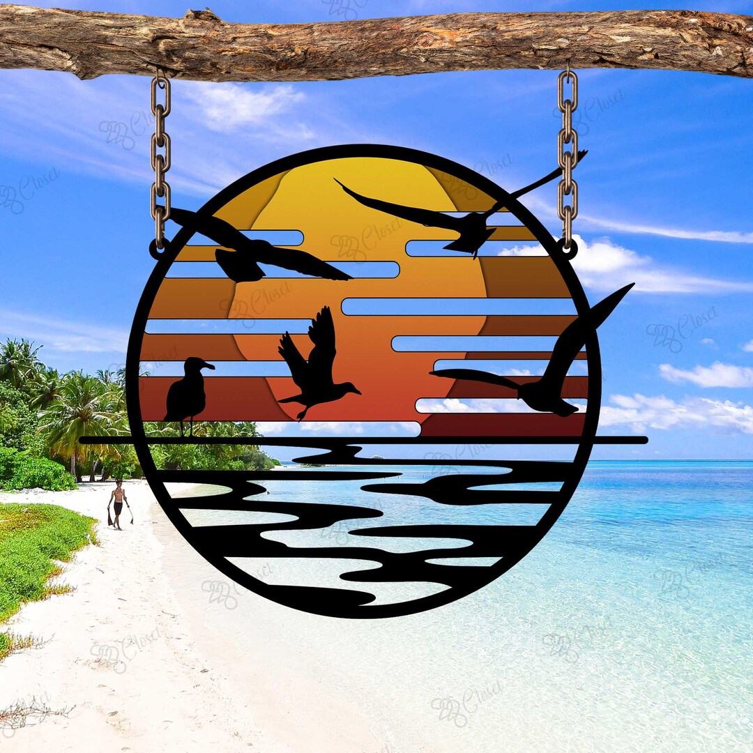 Sunset Beach Metal Wall Art,coastal Wall Art Metal Sign,beach House ...