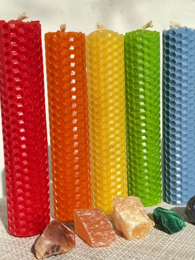 Multi-colored Beeswax Set of Candles ~ Spell Candles, Wiccan Altar ...