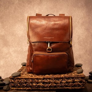 Handmade Italian Leather Backpack: Full-grain Laptop Backpack (15–16 ...