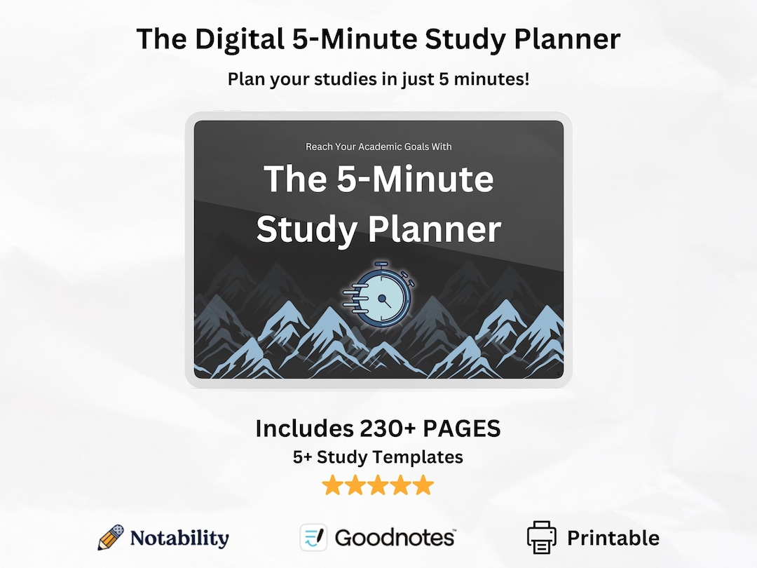 5-minute Study Planner - Etsy
