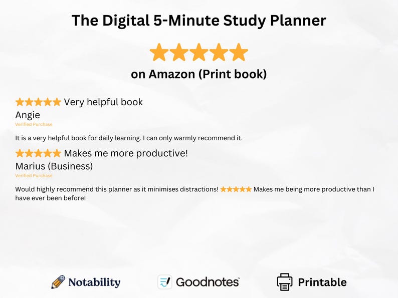 5-minute Study Planner - Etsy