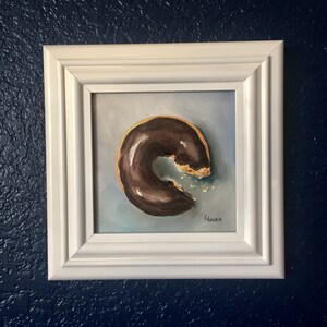 Chocolate Doughnut Donut Food Art ORIGINAL Oil Painting 6x6 by Kristine ...
