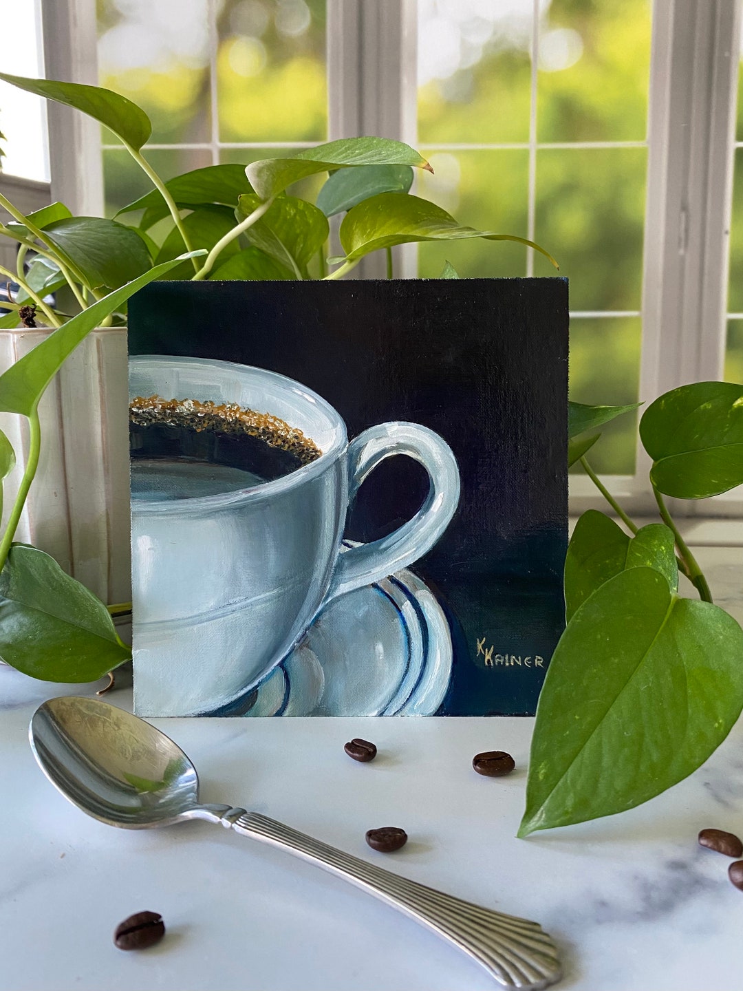 Morning Jolt Coffee Cup ORIGINAL Oil Painting Kitchen Food Art 6x6 by ...