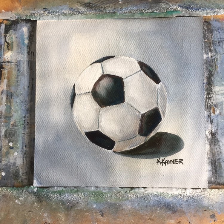 Soccer Ball Sports ORIGINAL Oil Painting Art by Kristine Kainer - Etsy