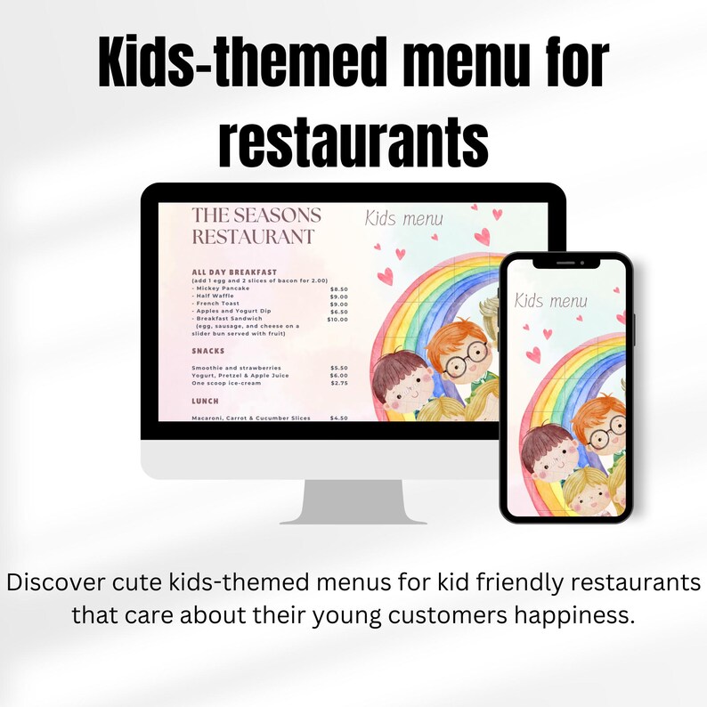 Kids Menu Template Canva Design for Childrens Menus Baby & Kid-friendly ...