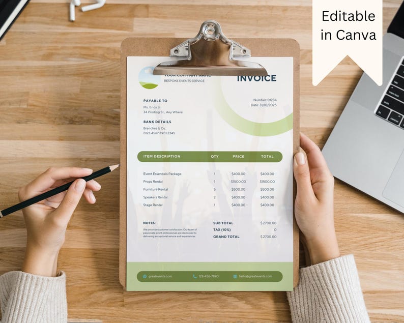 Invoice Template, Event Planner, Business Owner, Digital Download ...