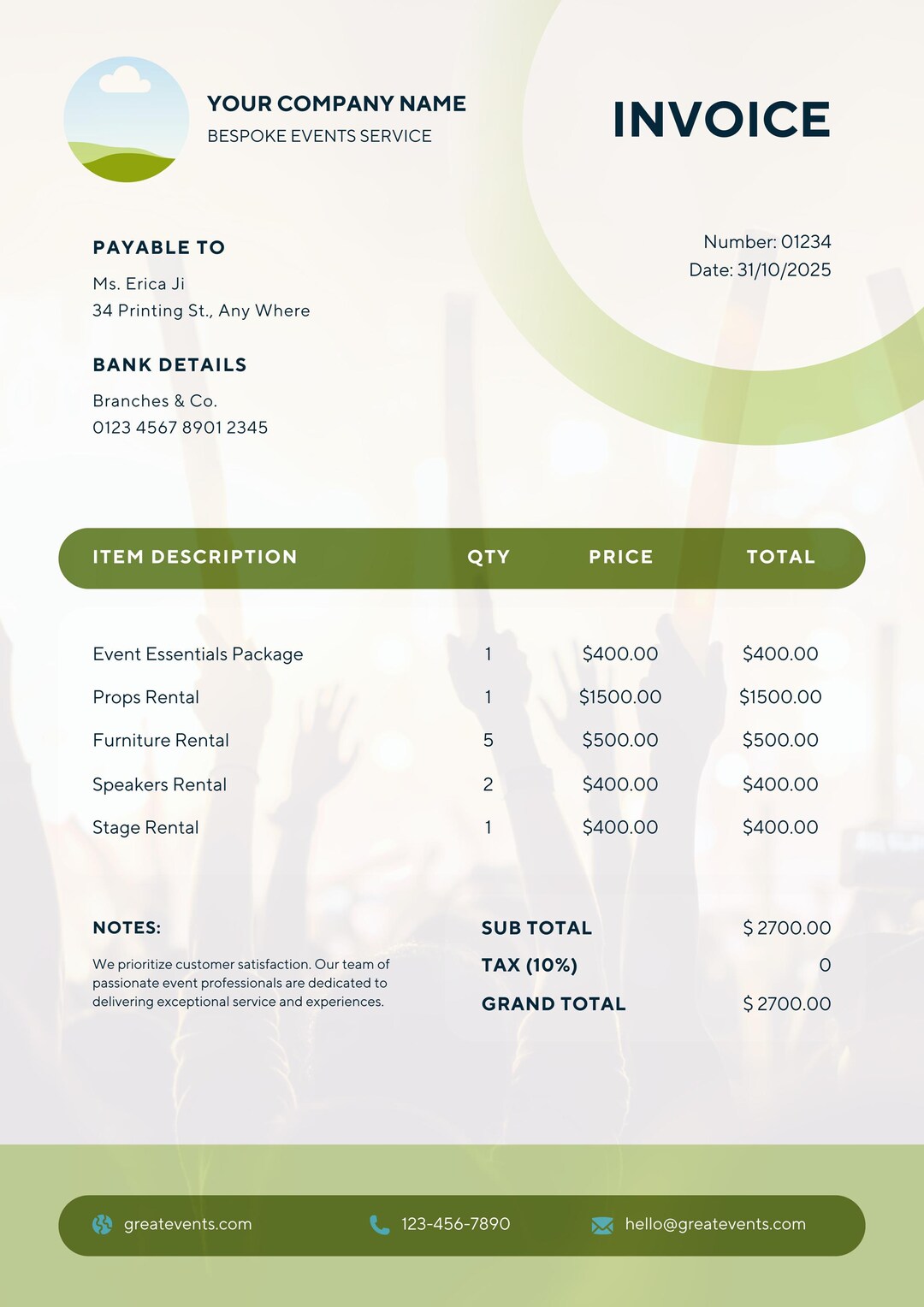 Invoice Template, Event Planner, Business Owner, Digital Download ...