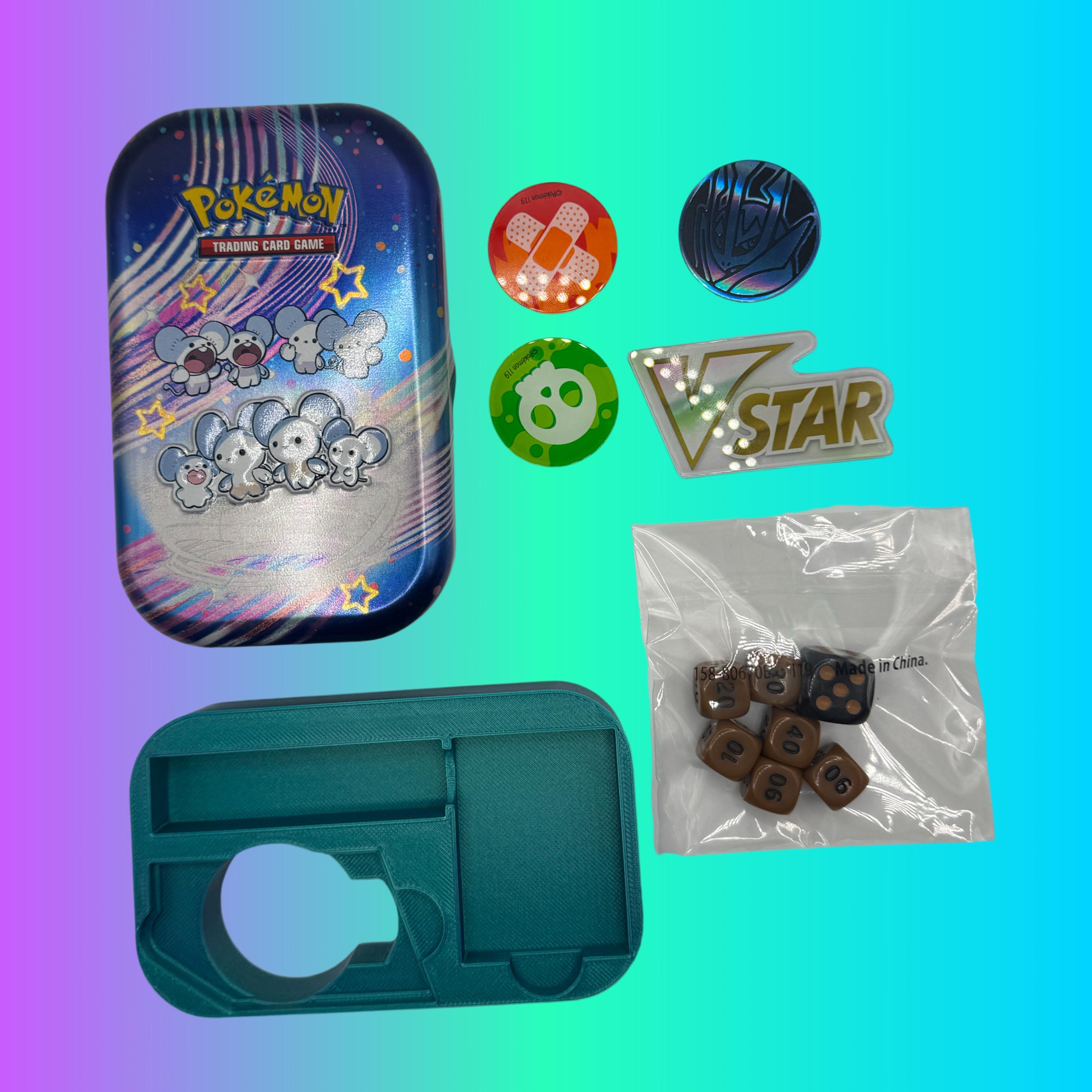 3D Printed Pokemon Mini Tin Insert, TCG Organizer With Dice & Marker - Etsy
