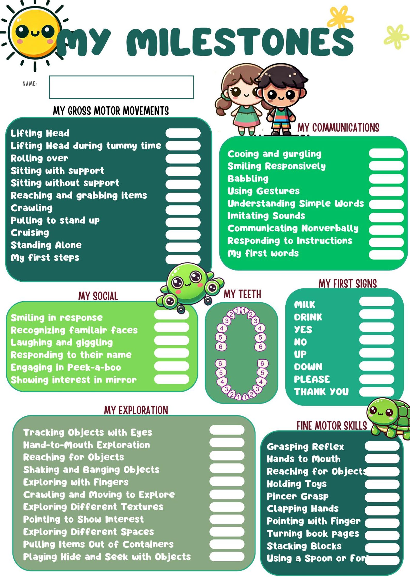 My First Milestone Chart. Baby Milestone Chart. Tick off Milestones for ...