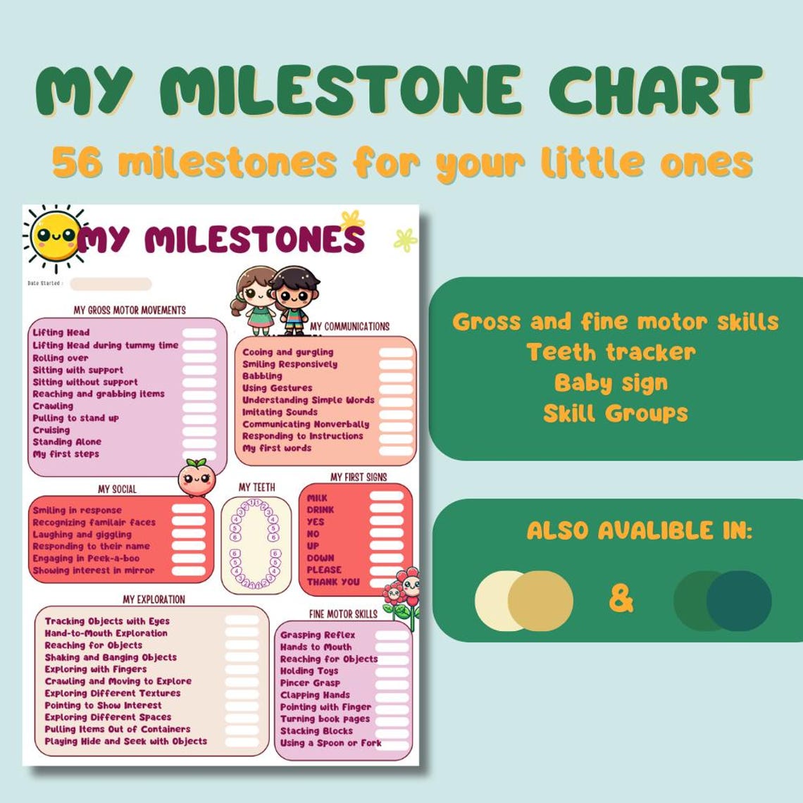 My First Milestone Chart. Baby Milestone Chart. Tick off Milestones for ...