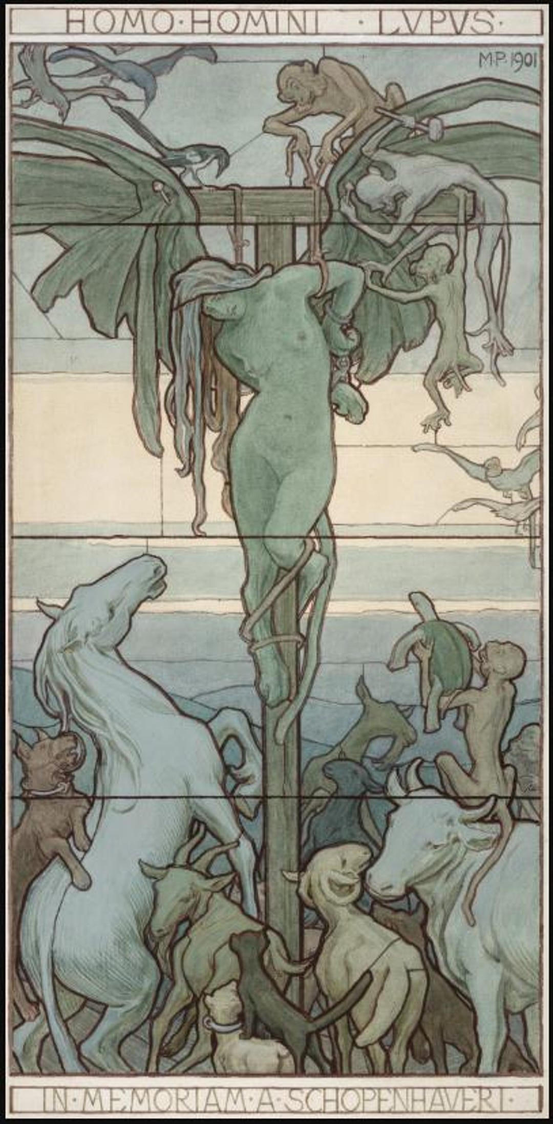 Man is a Wolf to Man (homo Homini Lupus), Max Pirner (1901) - Etsy