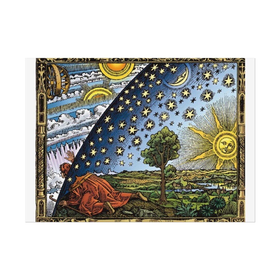 Camille Flammarion Renaissance Woodcut Engraving - 1888 Astronomy Art ...